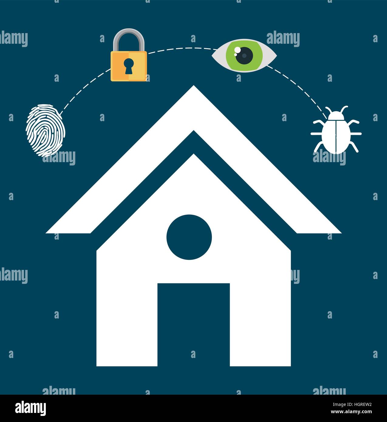 home security lock system vigilance fingerprint vector illustration eps ...