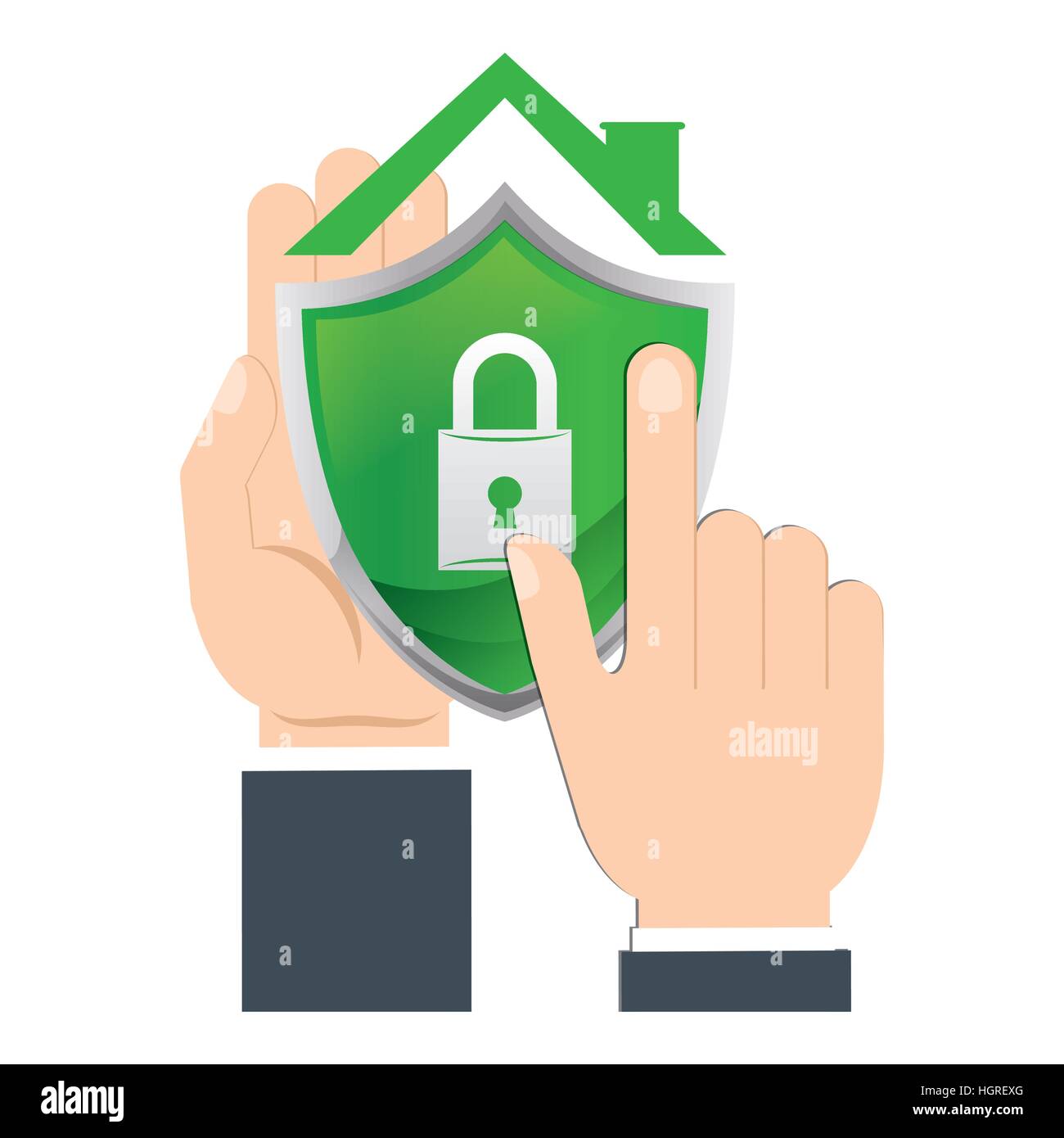 hand holds shield home security vector illustration eps 10 Stock Vector ...