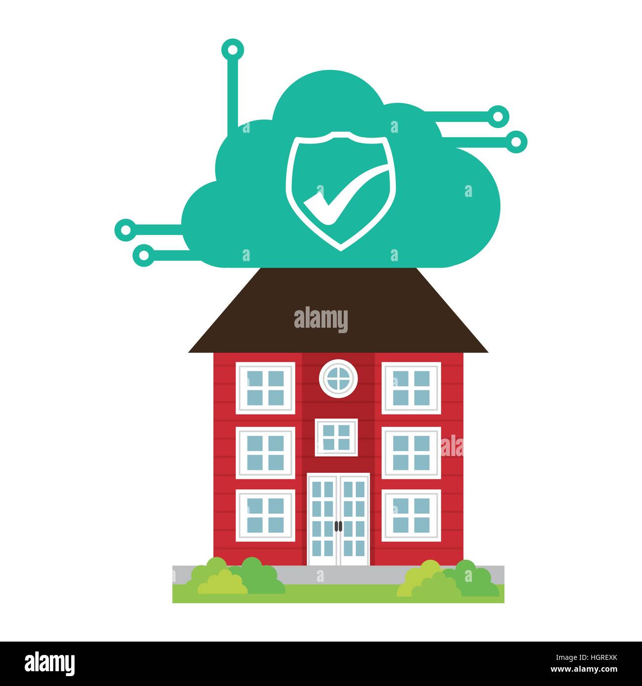 building home security cloud cyber technology vector illustration eps ...
