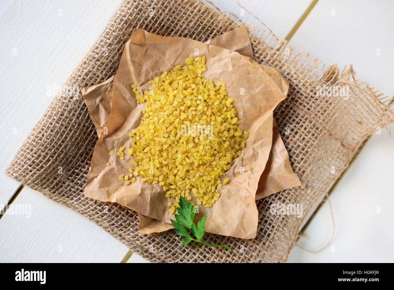 Uncooked bulgur cracked wheat hi-res stock photography and images - Alamy