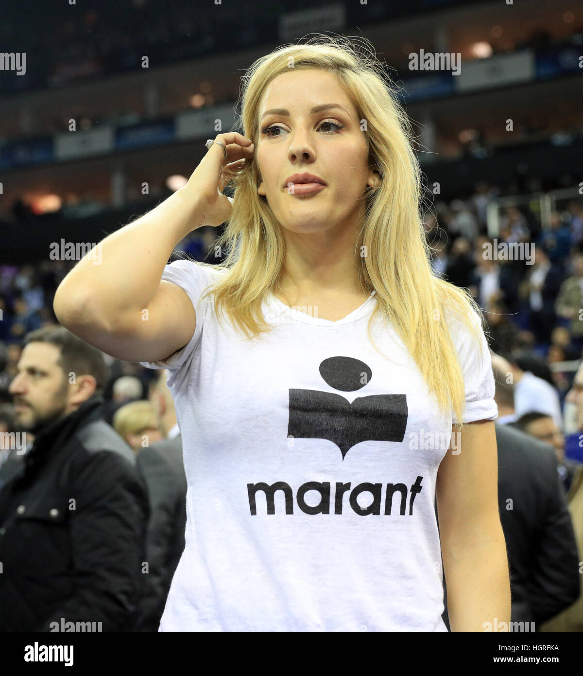 Ellie Golding during the NBA Global game at the O2 Arena, London Stock ...