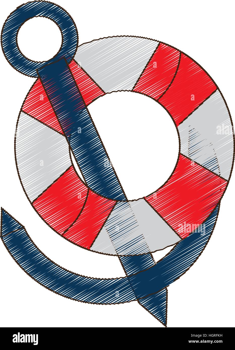drawing buoy anchor nautical travel maritime vector illustration eps 10 ...