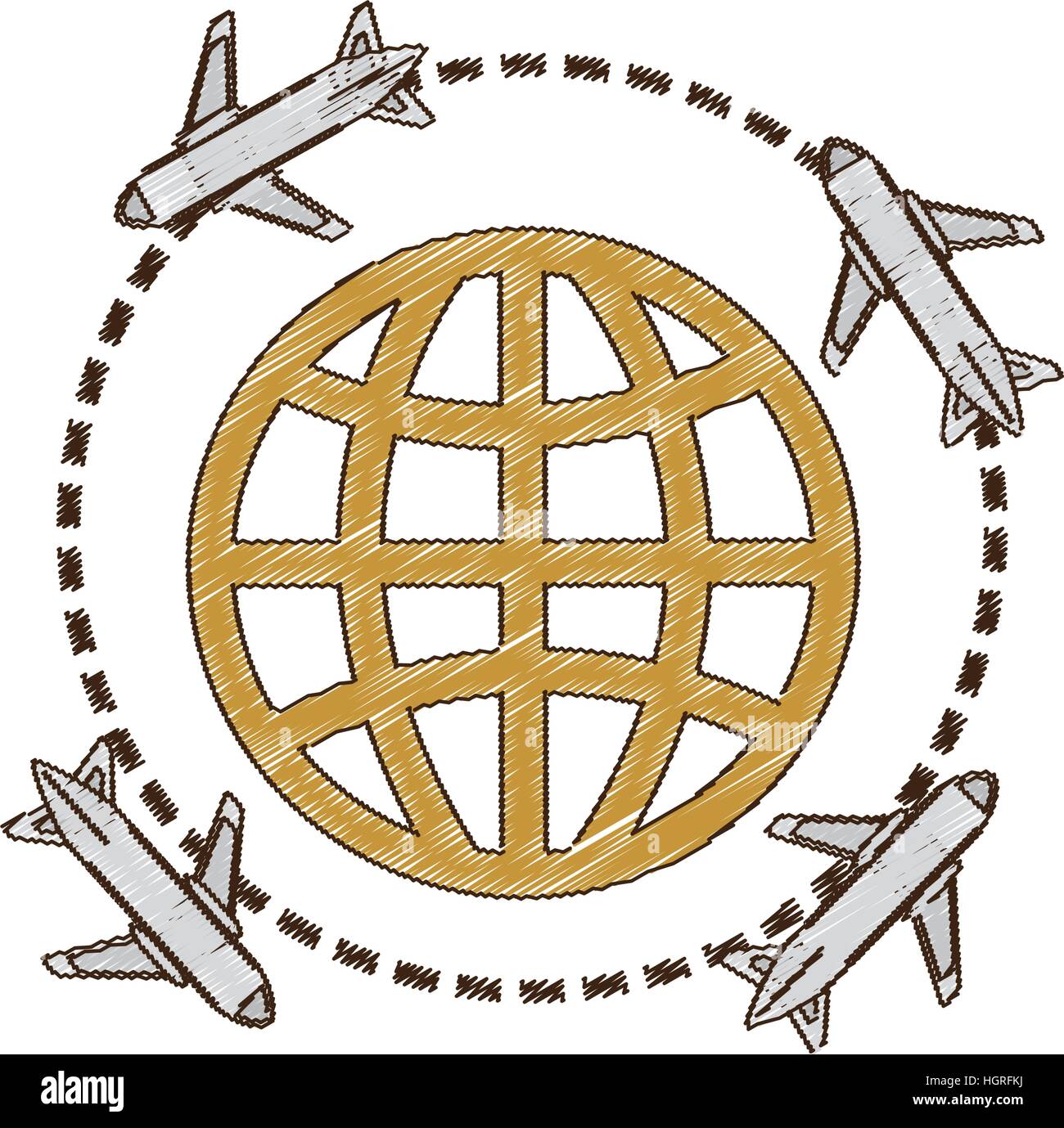 drawing airplane travel world international vector illustration eps 10 ...