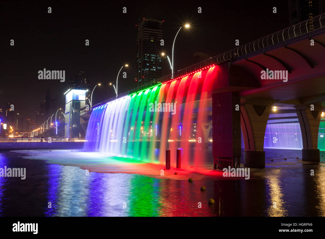 Waterfall at the Dubai Water Canal Stock Photo - Alamy