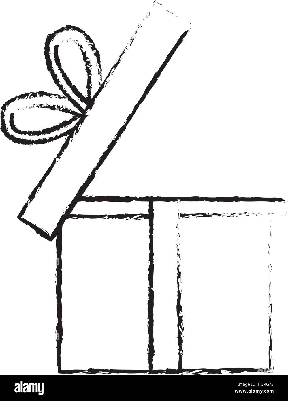 open gift box ribbon celebration party sketch vector illustration eps ...