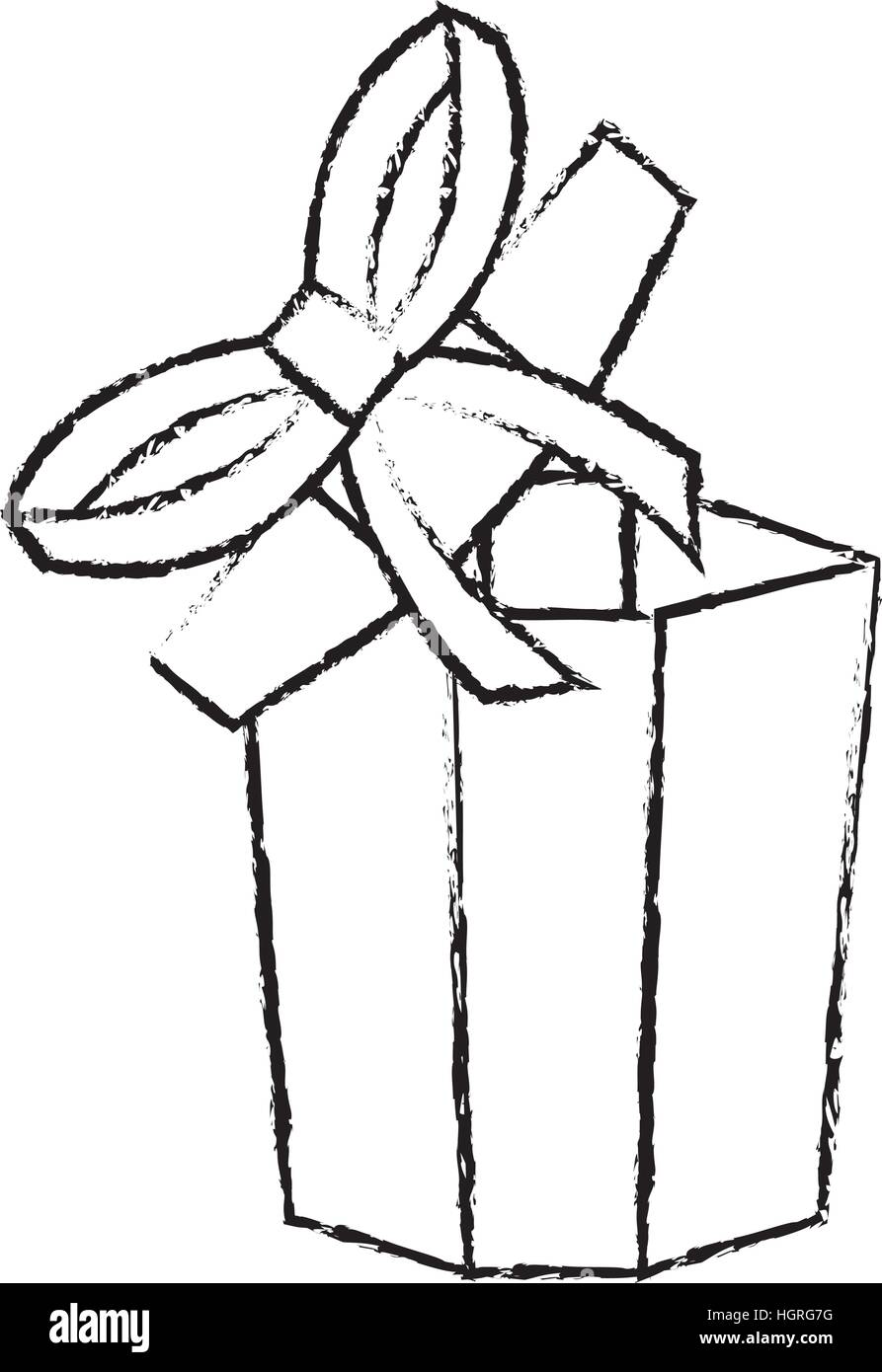 open gift box ribbon festive sketch vector illustration eps 10 Stock ...