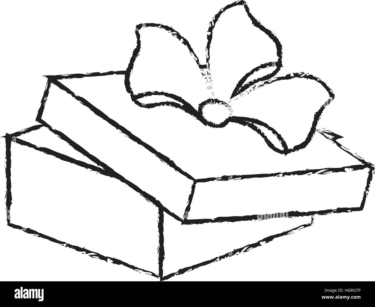 open gift box ribbon birthday event sketch vector illustration eps 10 ...