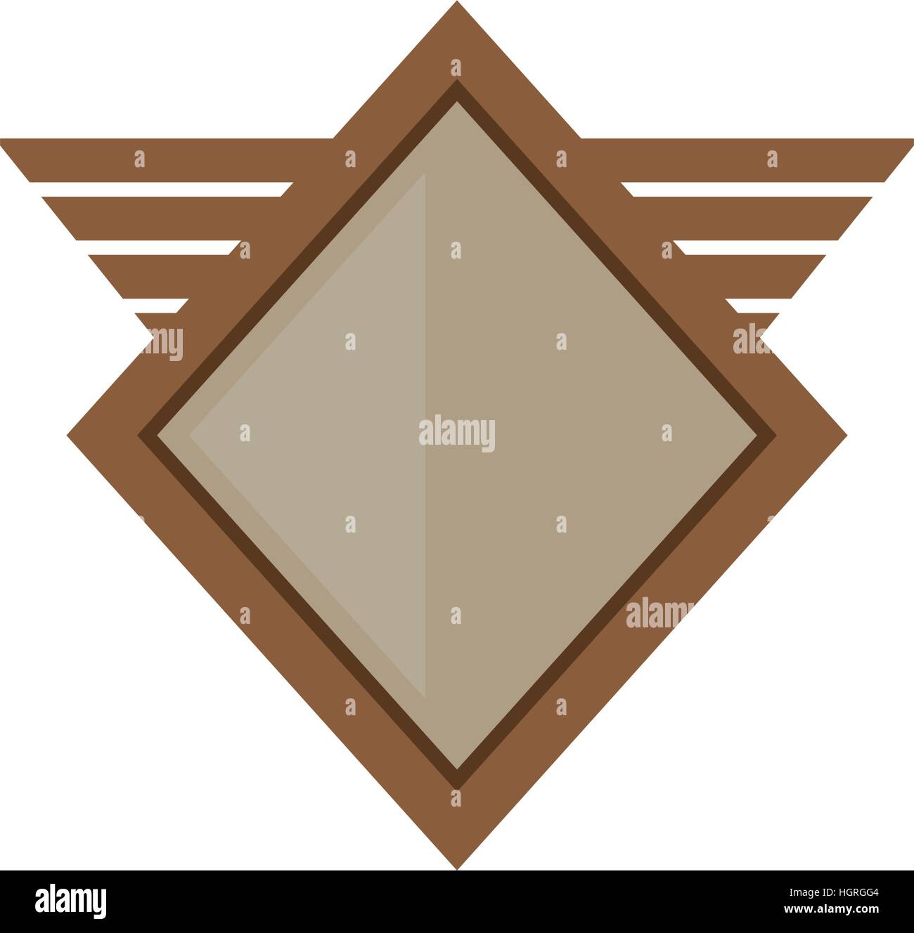 brown shield winged shape geometric badge vector illustration eps 10 ...