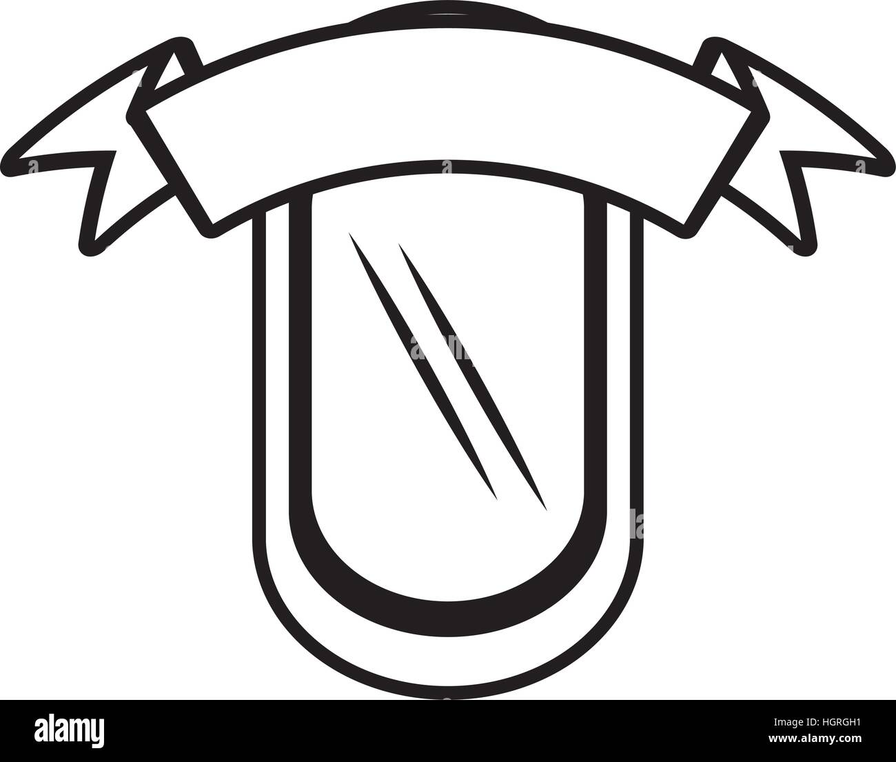 shield insignia with ribbon outline empty vector illustration eps 10 ...