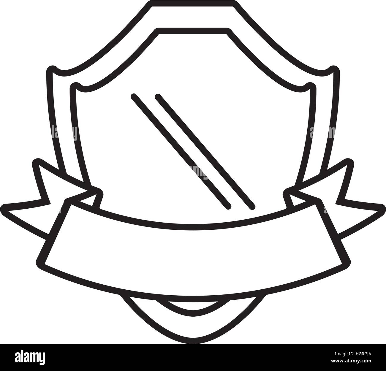Shield With Ribbon Emblem Outline Empty Vector Illustration Eps 10