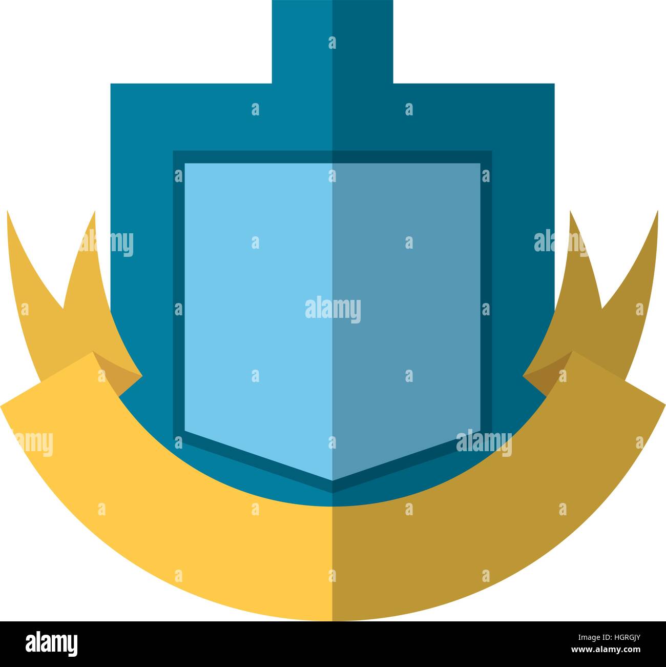 blue shield yellow ribbon badge shadow vector illustration eps 10 Stock ...