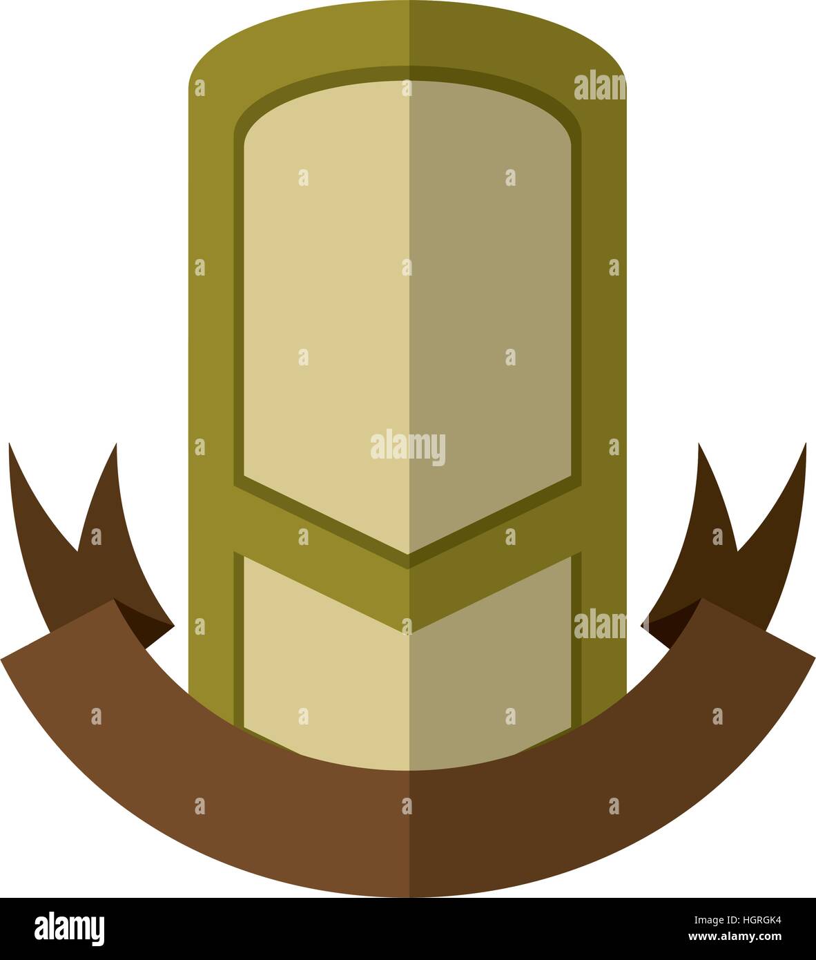 green vintage shield emblem with brown ribbon shadow vector ...