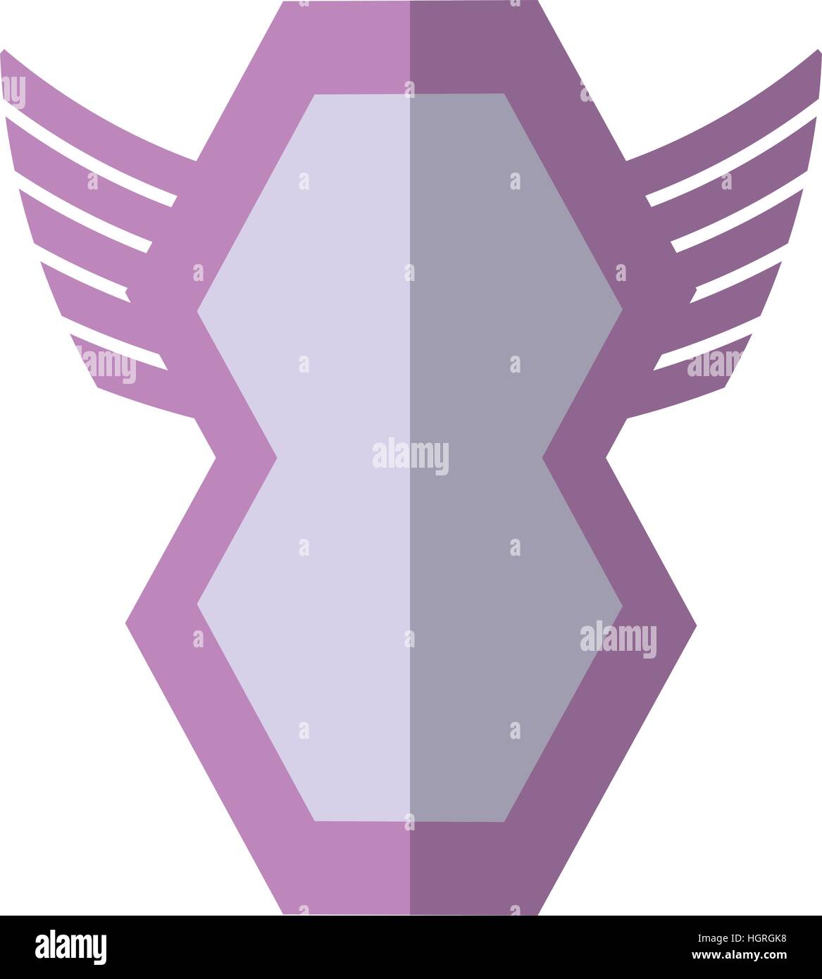 pink shield winged shape geometric badge shadow vector illustration eps ...
