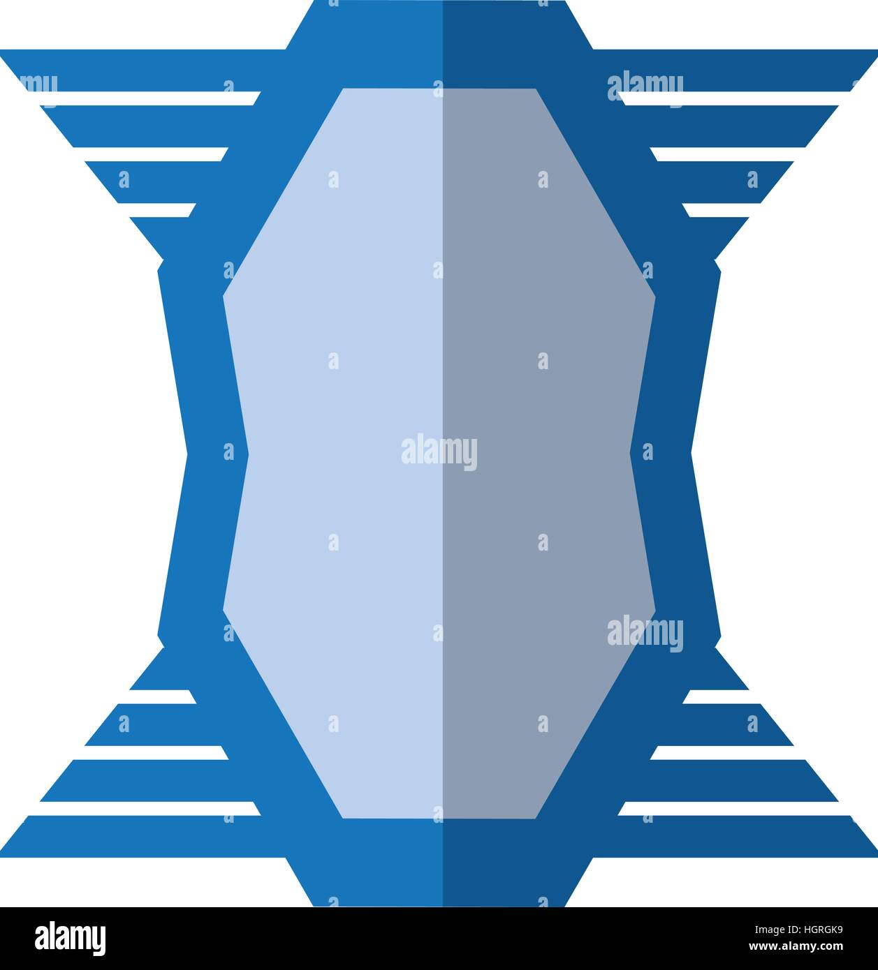 blue shield emblem winged shape geometric badge shadow vector ...