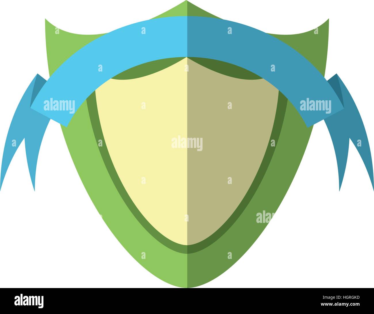 green shield protection emblem blue ribbon shadow vector illustration ...