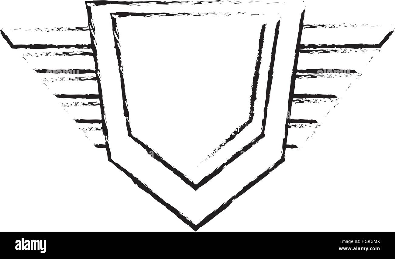 hexagon shield protection badge winged sketch vector illustration eps ...