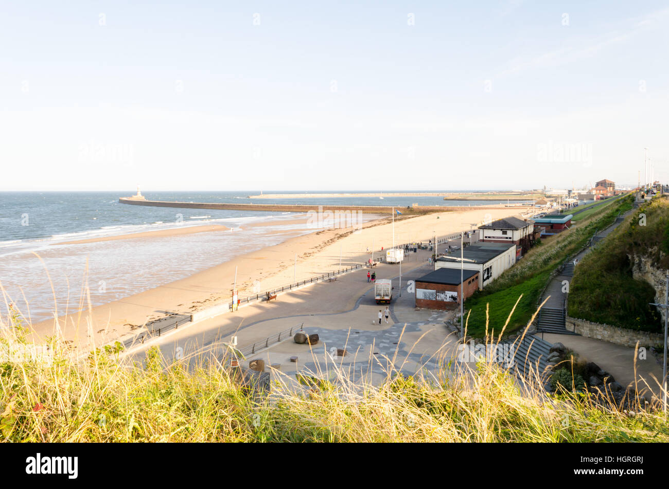 Roker Beach and Pier Viewed from Cliffe Park, Sunderland Stock Photo ...