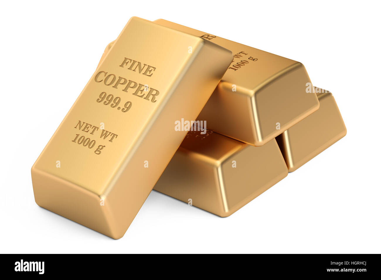 copper bars, 3D rendering isolated on white background Stock Photo - Alamy