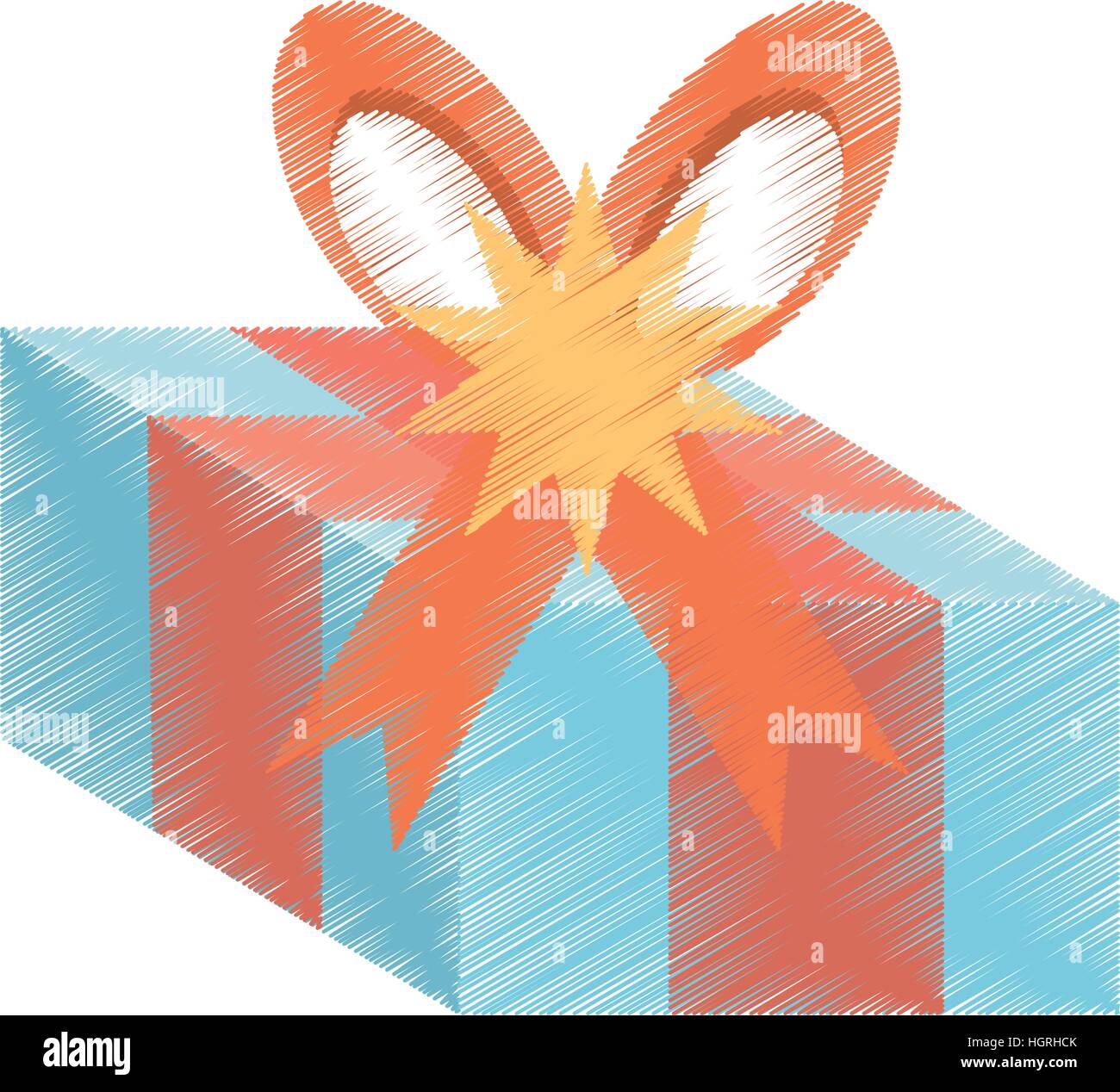 drawing gift box decoration traditional bow star vector illustration ...