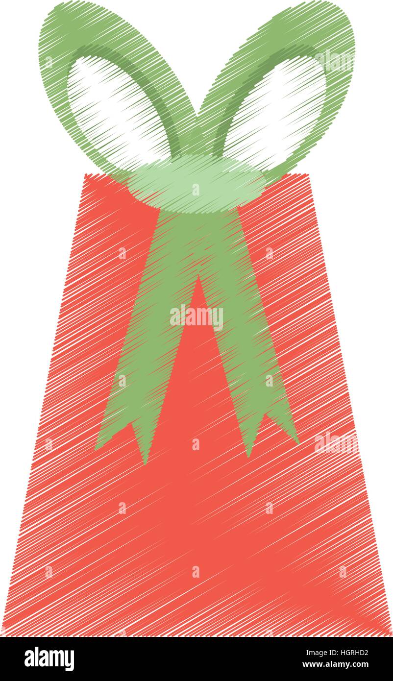 drawing gift box red with green bow packaging vector illustration eps ...