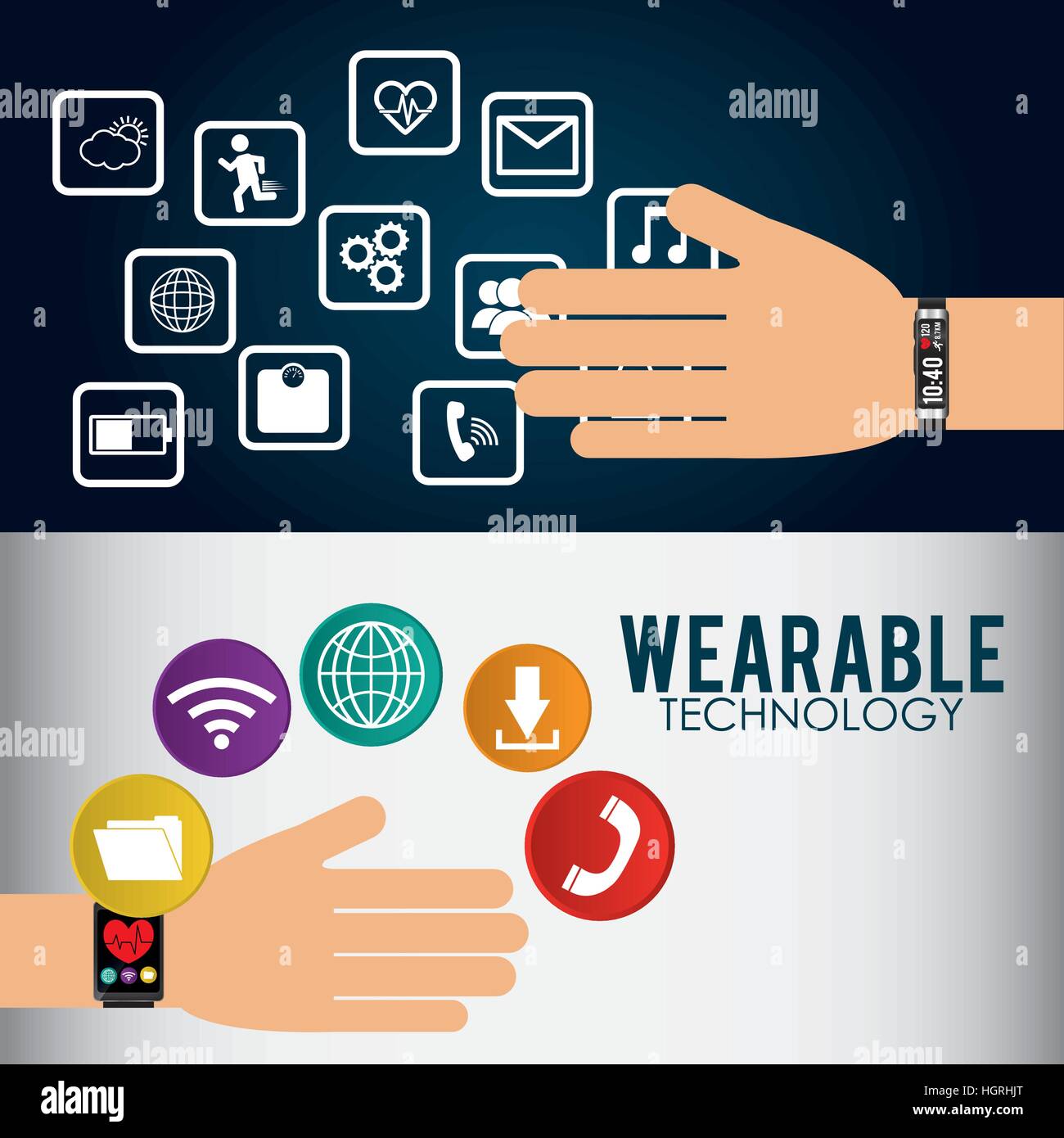 wearable technology smart watch infographic flyer vector illustration ...