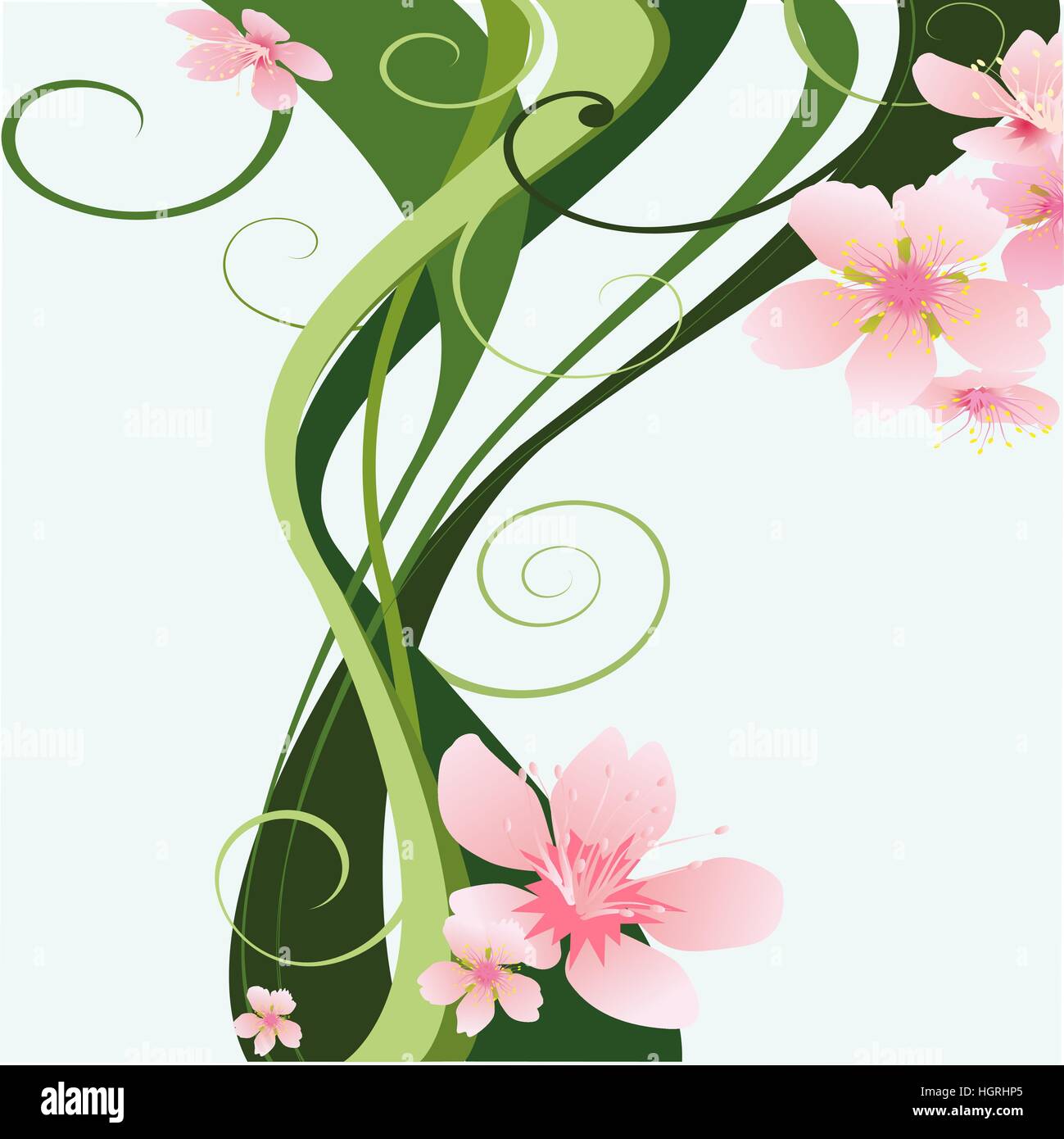 vector floral branch with green leaves Stock Vector Image & Art - Alamy