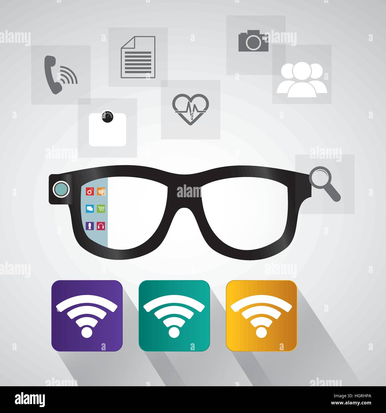 smart glasses wearable technology internet social media vector ...