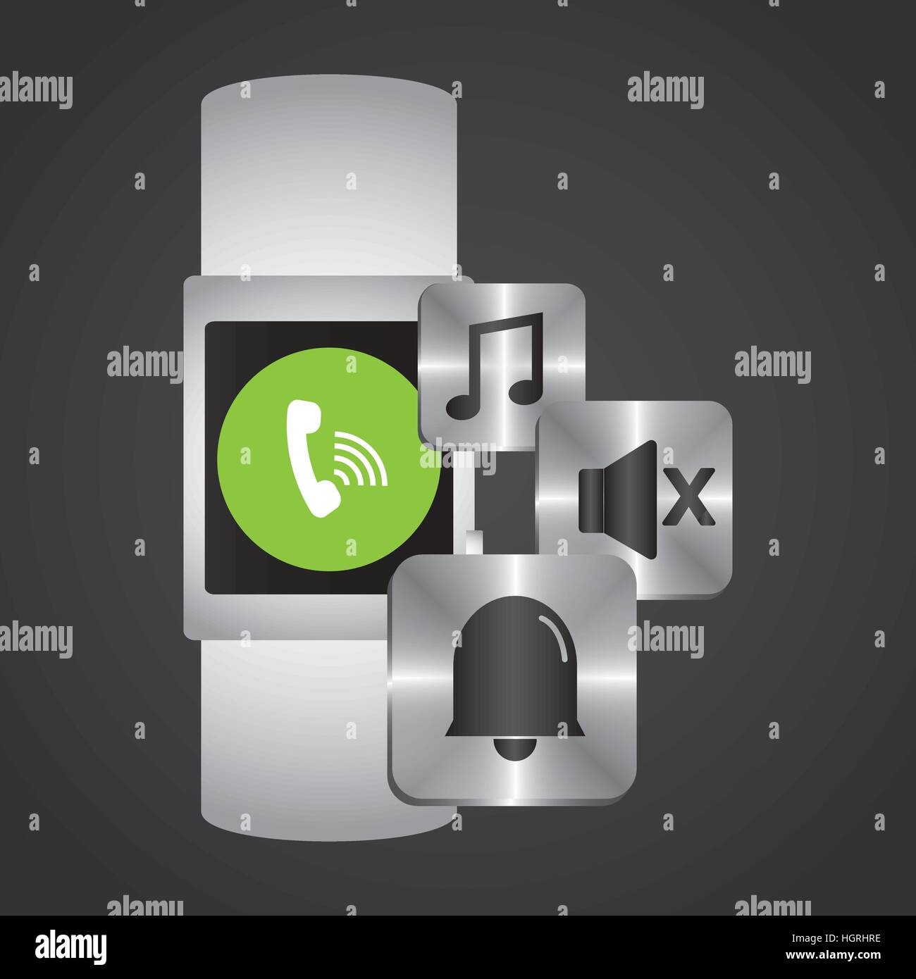 smart watch wearable technology music sound bell vector illustration ...