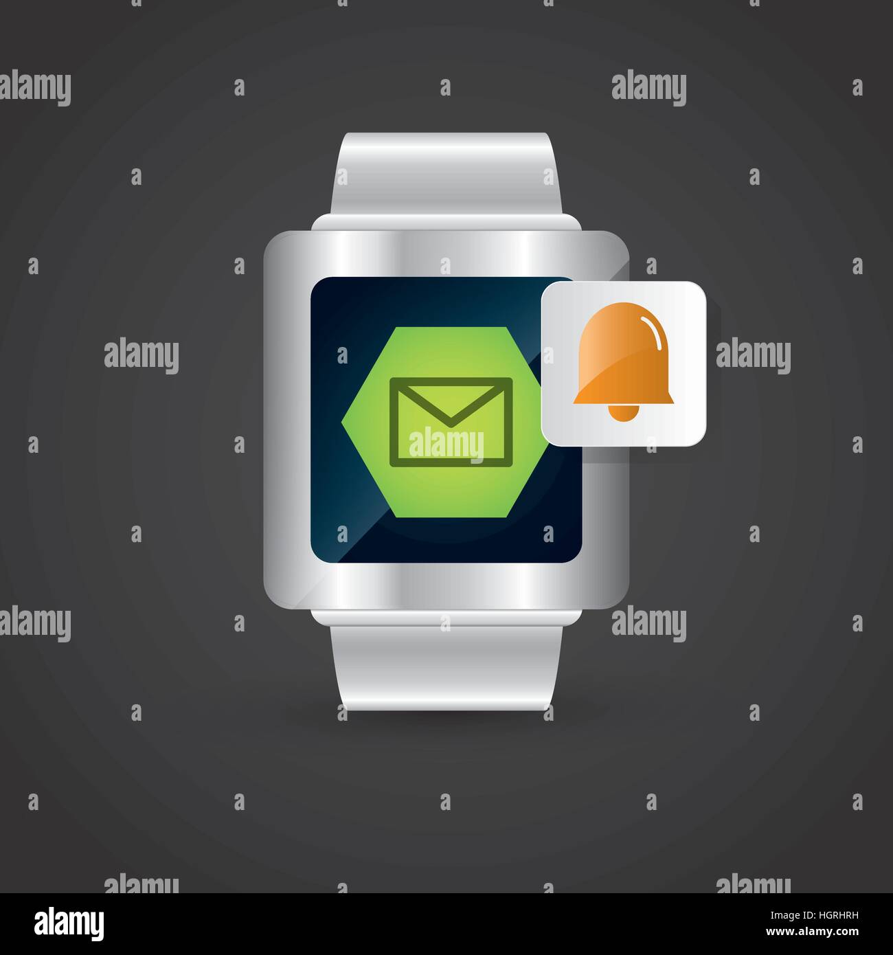 smart watch wearable technology email bell alarm vector illustration ...
