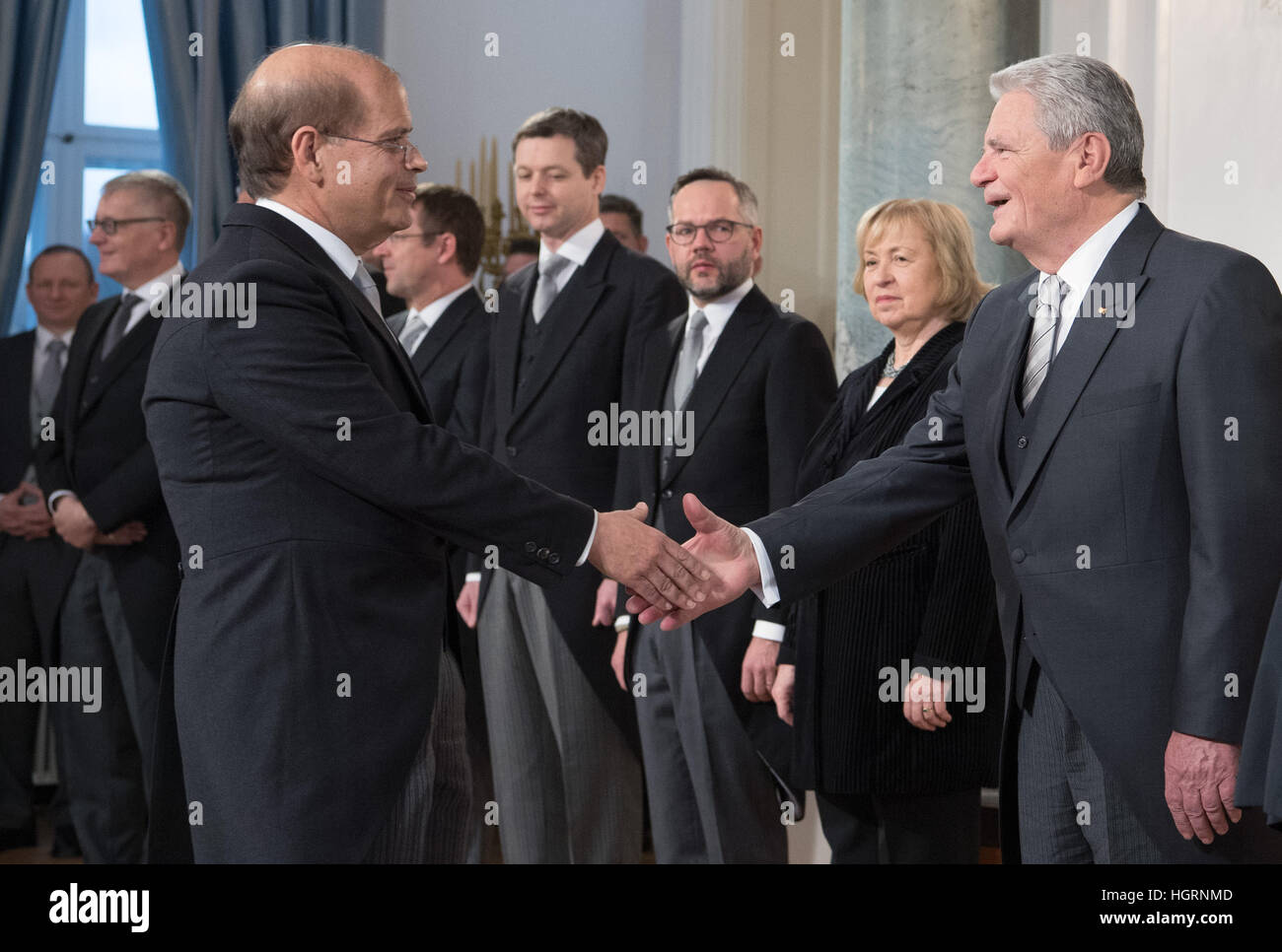 Berlin, Germany. 12th Jan, 2017. German President Joachim Gauck (r ...