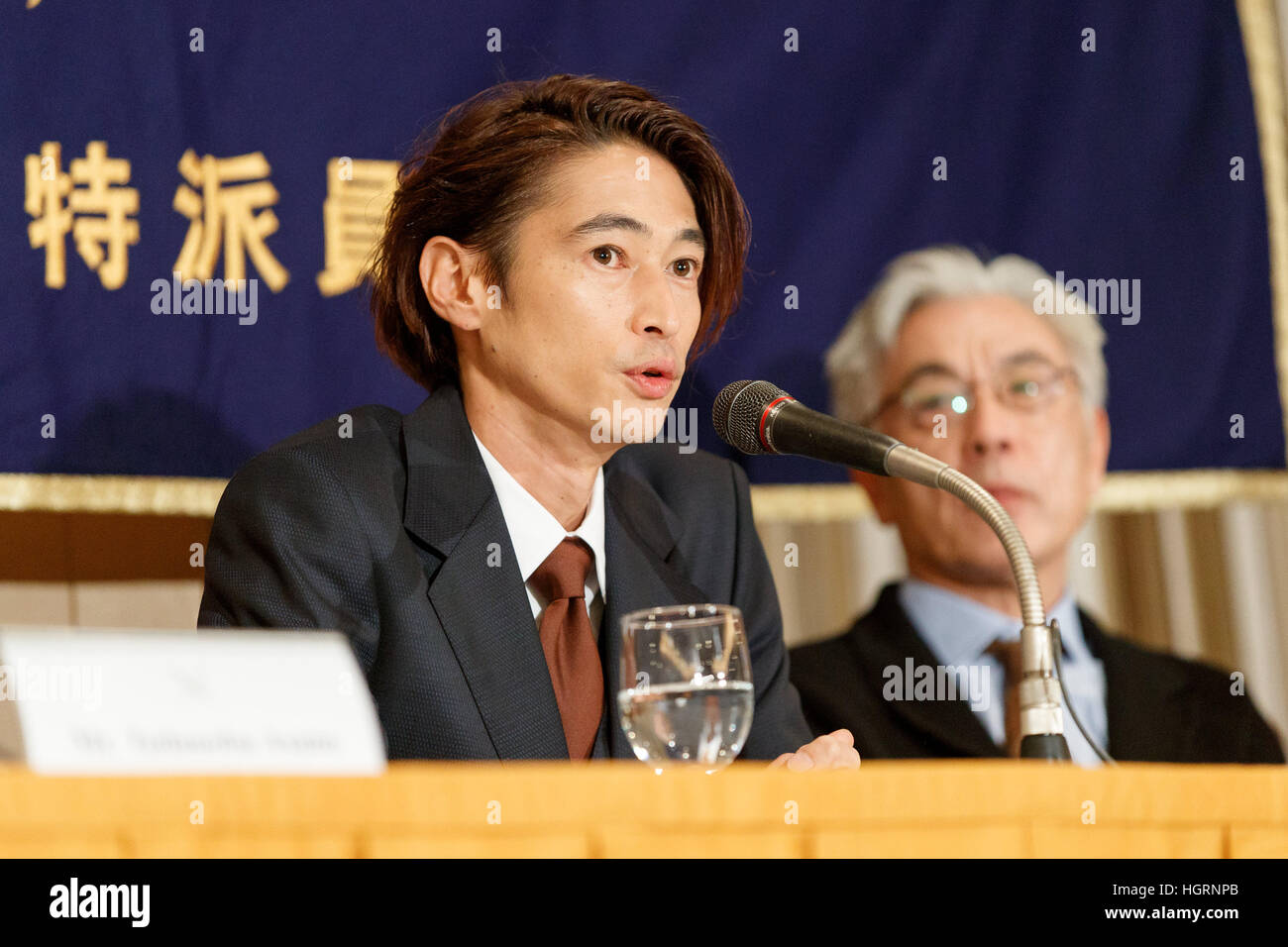 (L to R) Yosuke Kubozuka and Issey Ogata, cast of the film SILENCE (Chinmoku) speak during a ...
