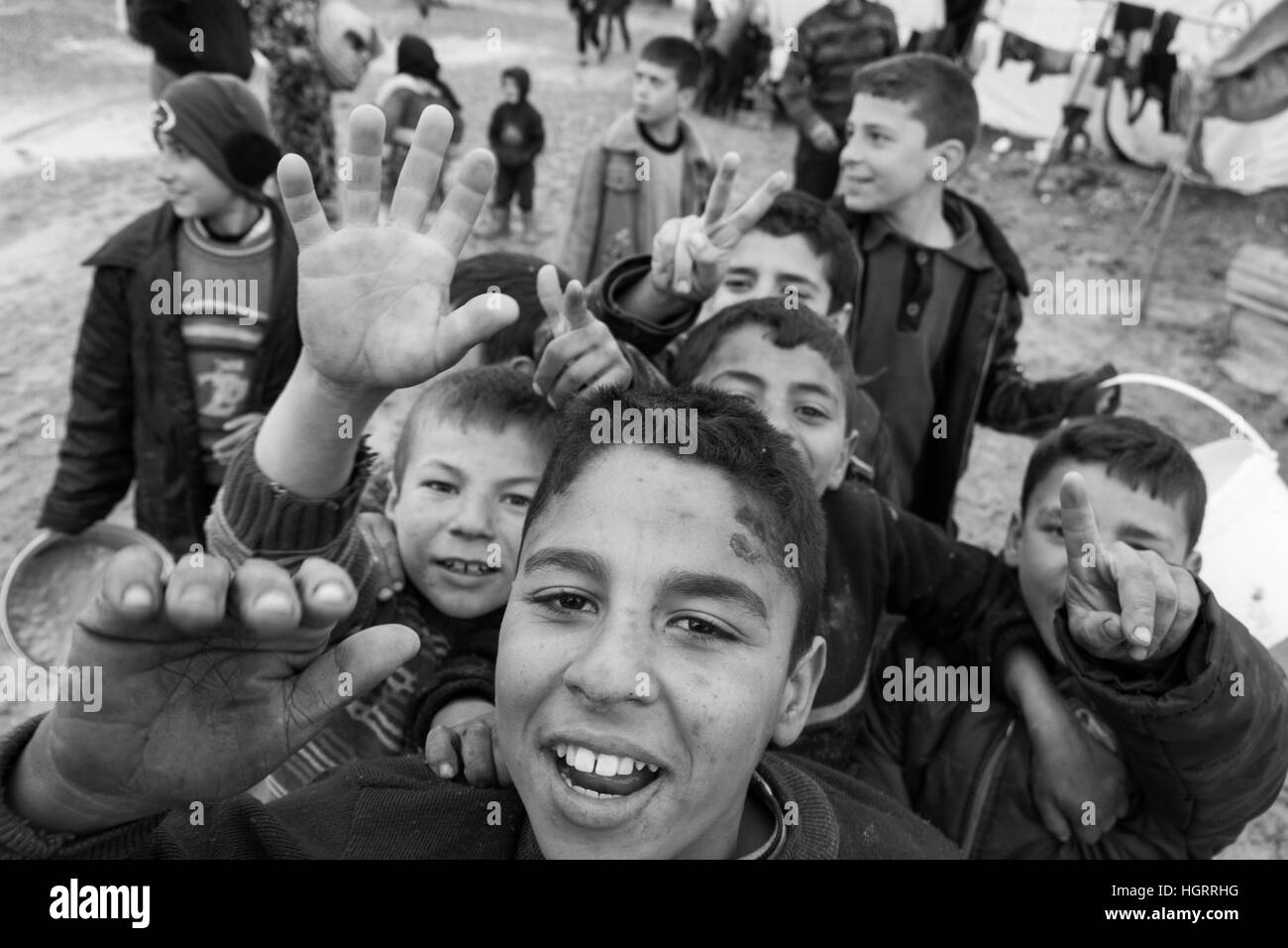 Azaz, Syria - January 29, 2014. Syrian refugee camp near the village ...