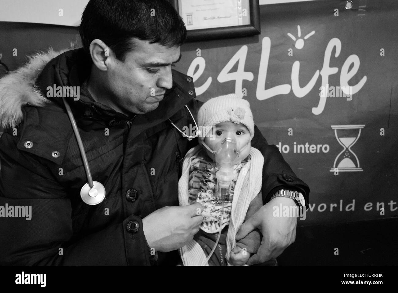 Azaz, Syria - January 29, 2014. Syrian refugee camp near the village ...