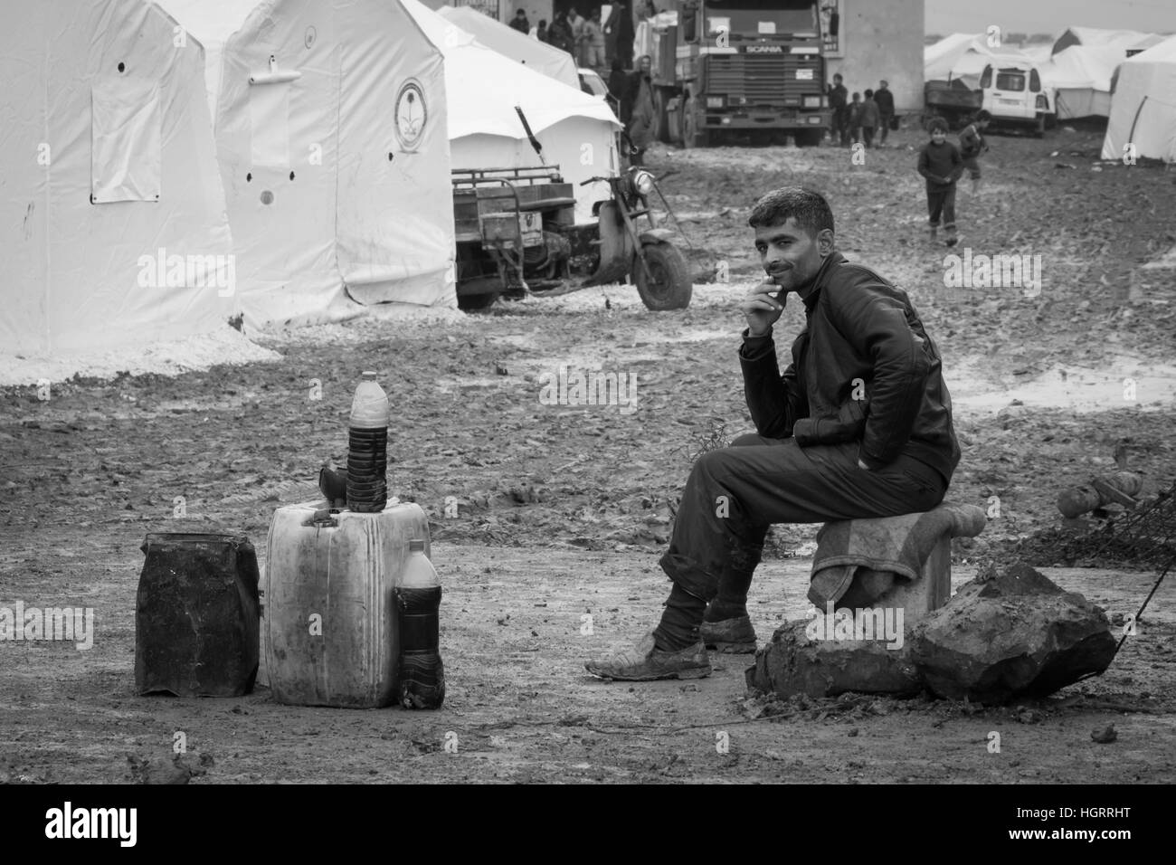 Azaz, Syria - January 29, 2014. Syrian refugee camp near the village ...