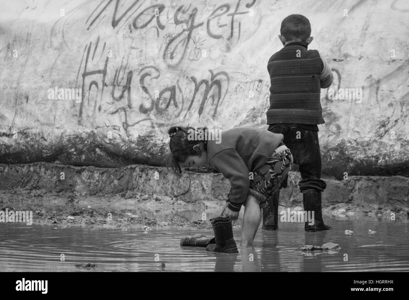 Azaz, Syria - January 29, 2014. Syrian refugee camp near the village ...