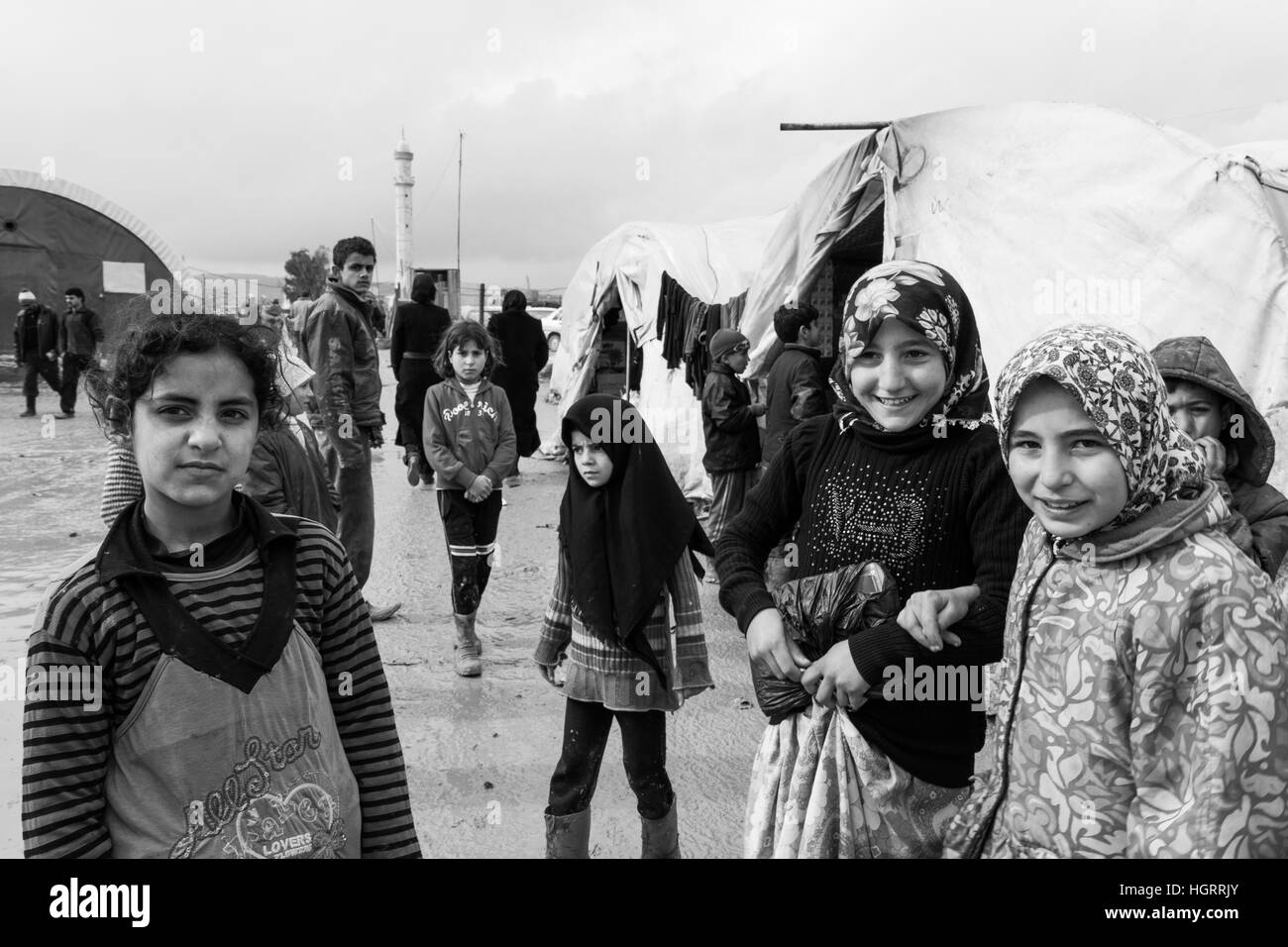 Azaz, Syria - January 29, 2014. Syrian refugee camp near the village ...