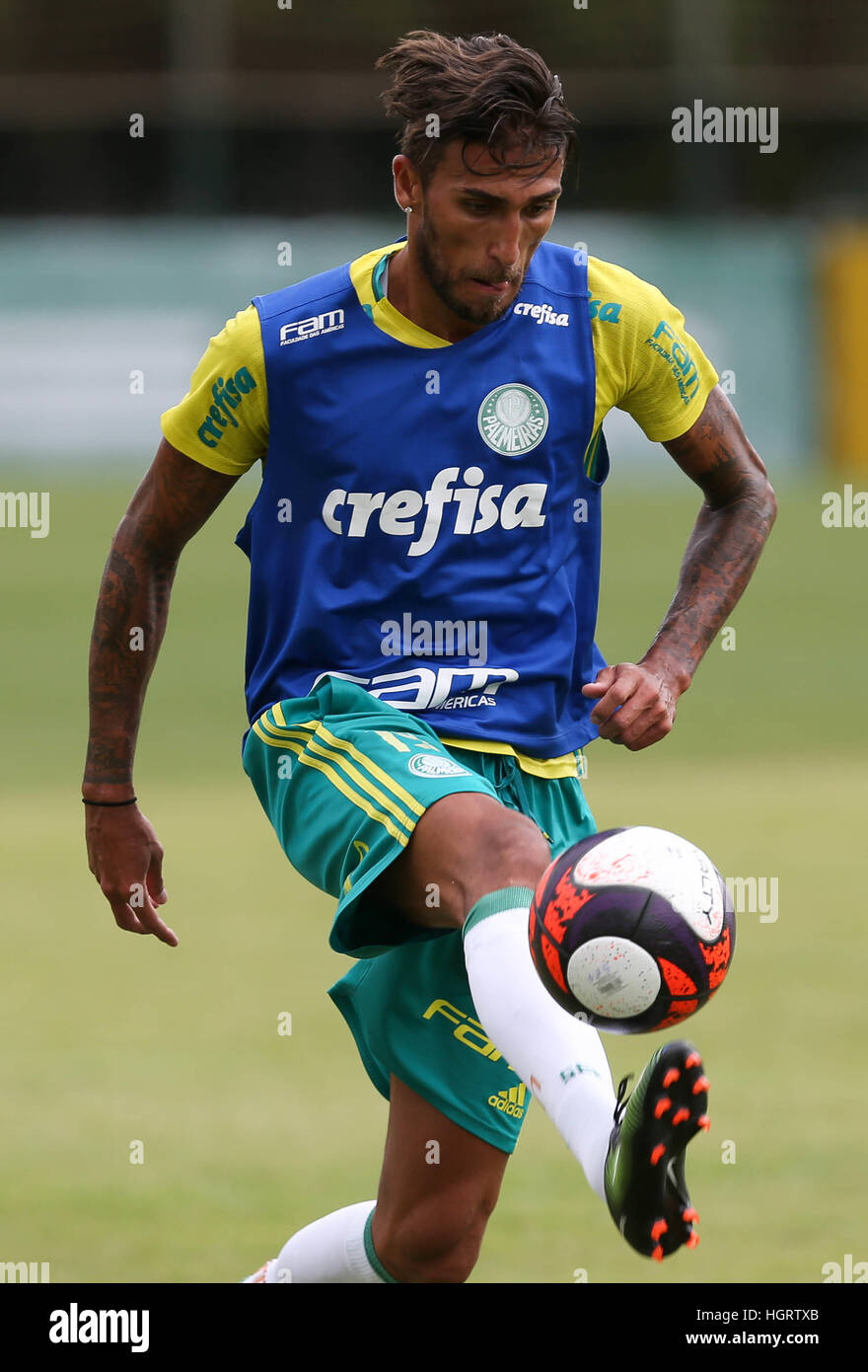 Sao Paulo, Brazil. 12th Jan, 2017. The player Rafael Marques, from SE Palmeiras, during training ...