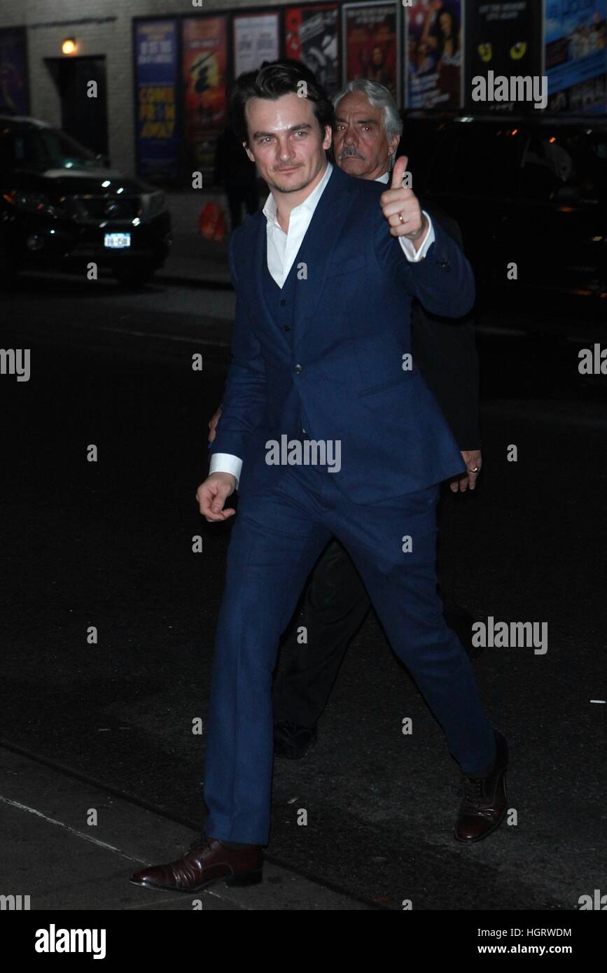 New York, USA. 12th Jan, 2017. Rupert Friend at The Late Show With ...