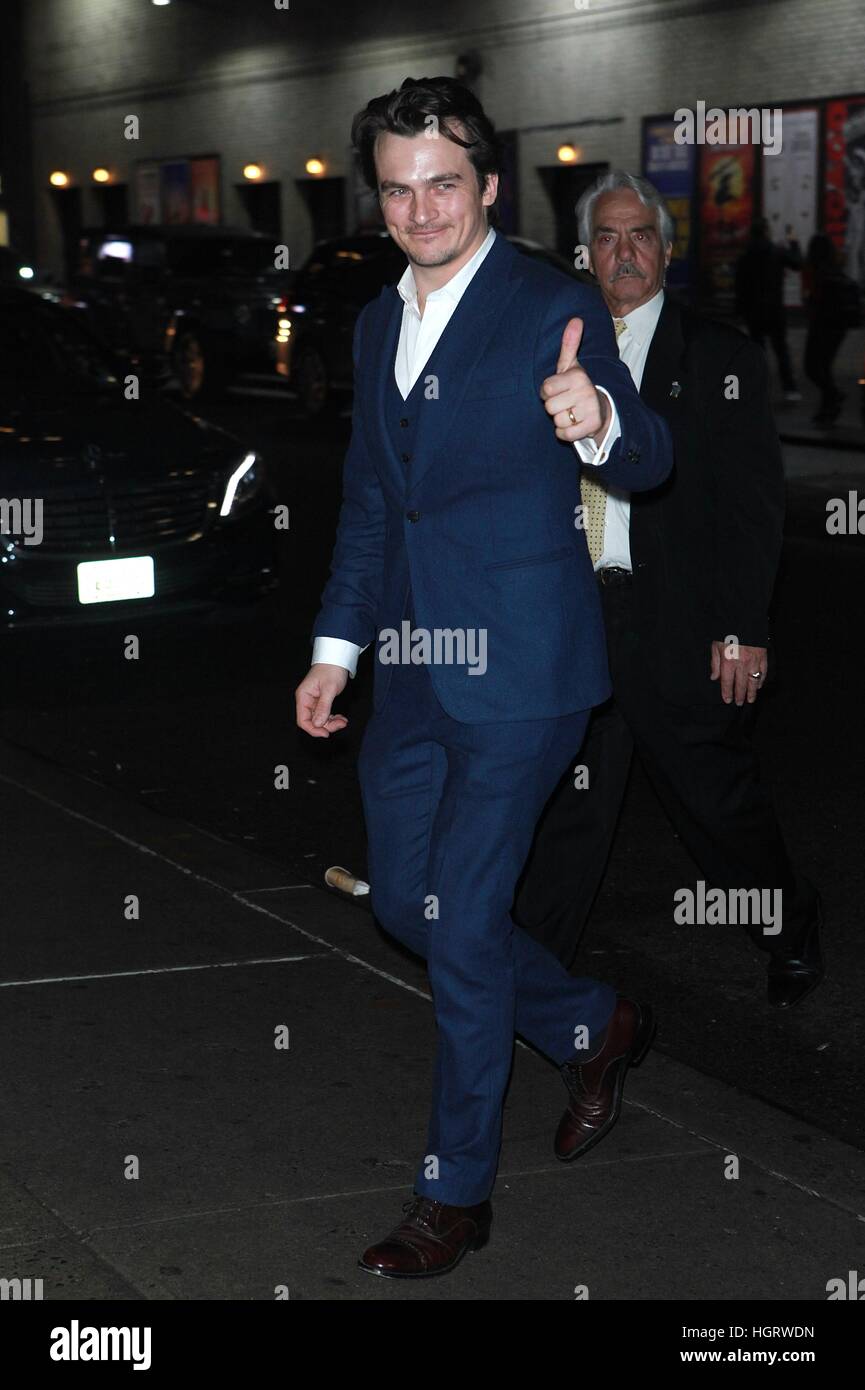New York, USA. 12th Jan, 2017. Rupert Friend at The Late Show With ...