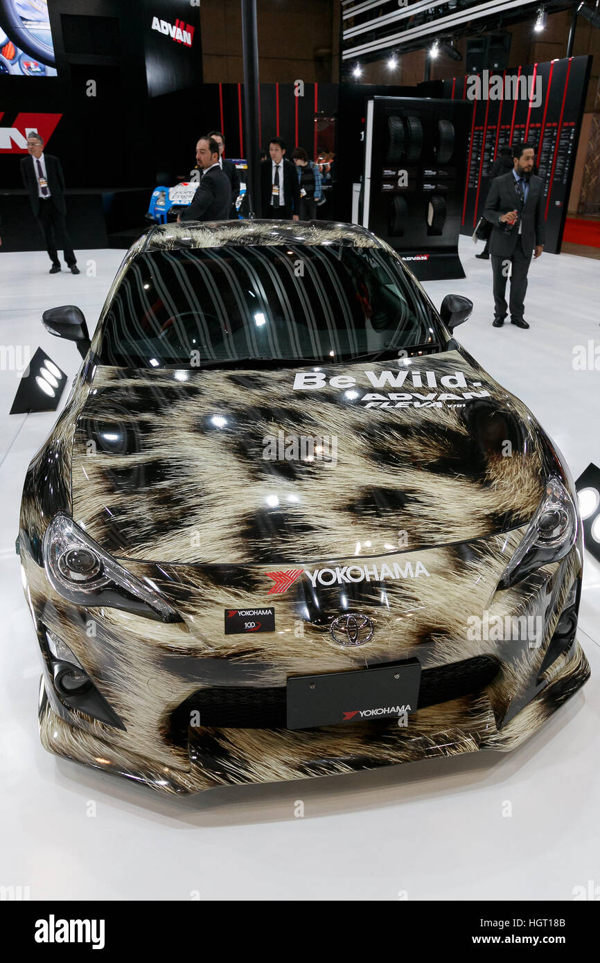 Tokyo, Japan. 13th Jan, 2017. A customized Toyota car on display at ...