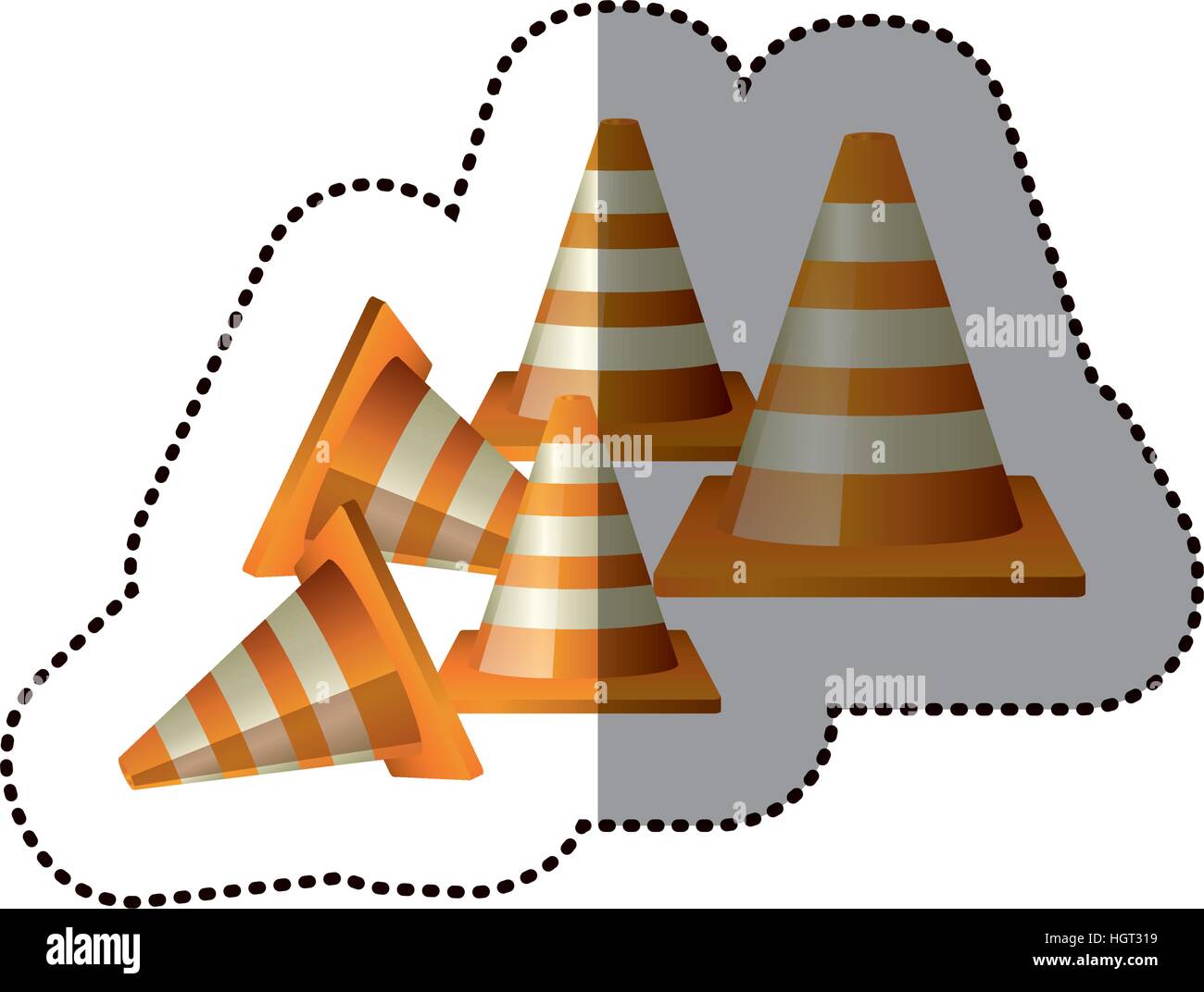 Cone icon. Under construction work repair and progress theme. Isolated ...