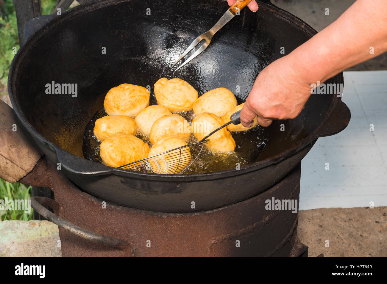 Preparation of the local tandyr bread, Kazakh ethnographical village ...