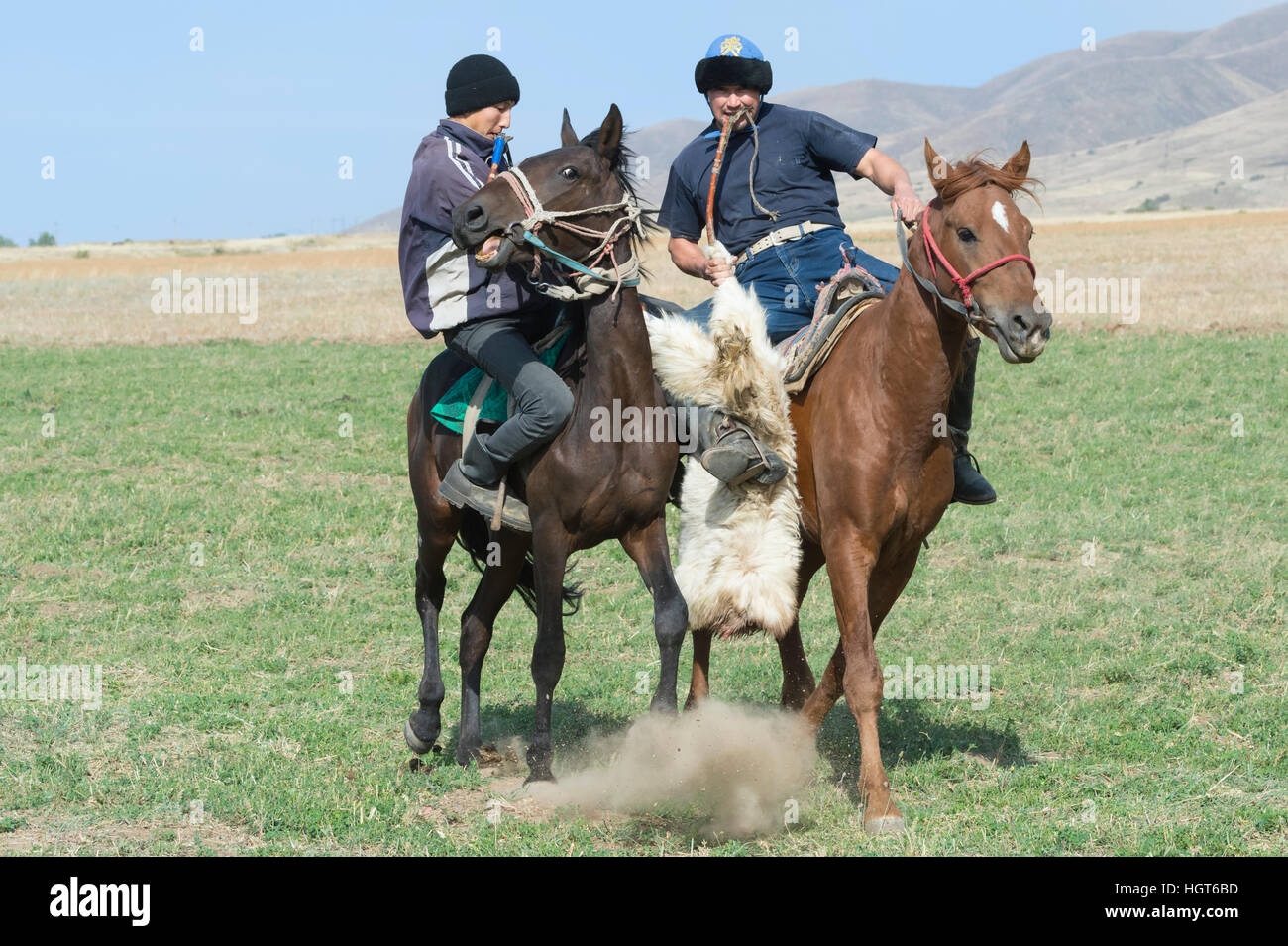 Traditional Kokpar or buzkashi in the outskirts of Gabagly national ...