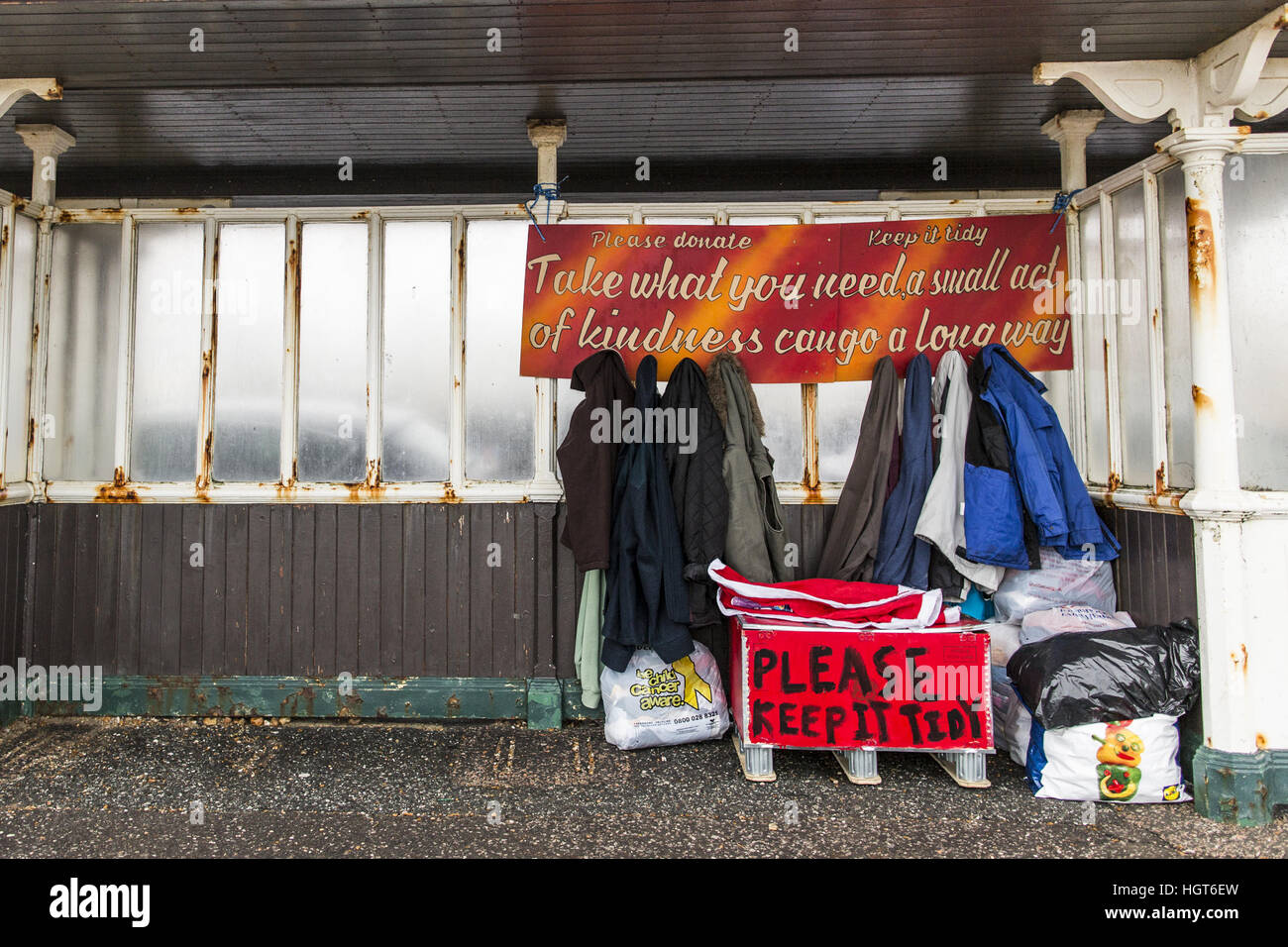 A beach shelter is being used as a donation point for the homeless ...