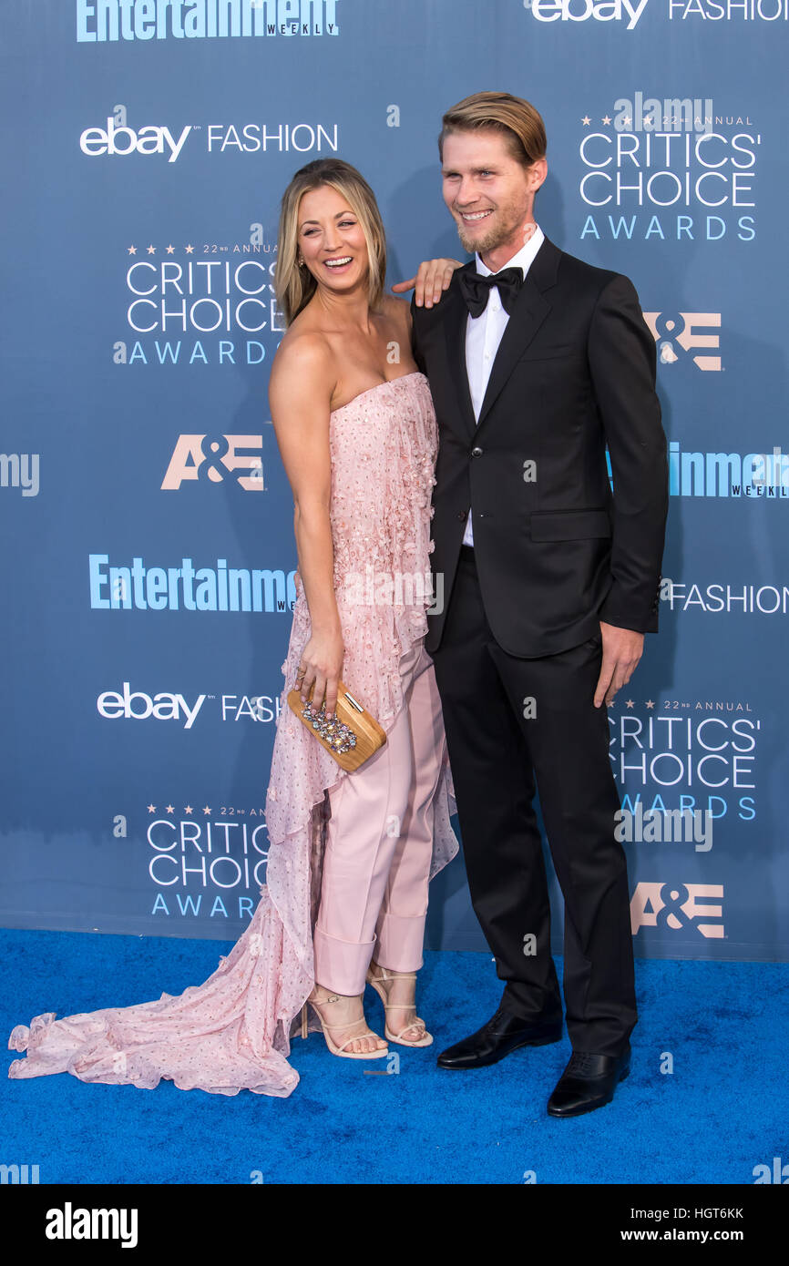 Kaley Cuoco and Karl Cook attending the 22nd Annual Critics' Choice ...