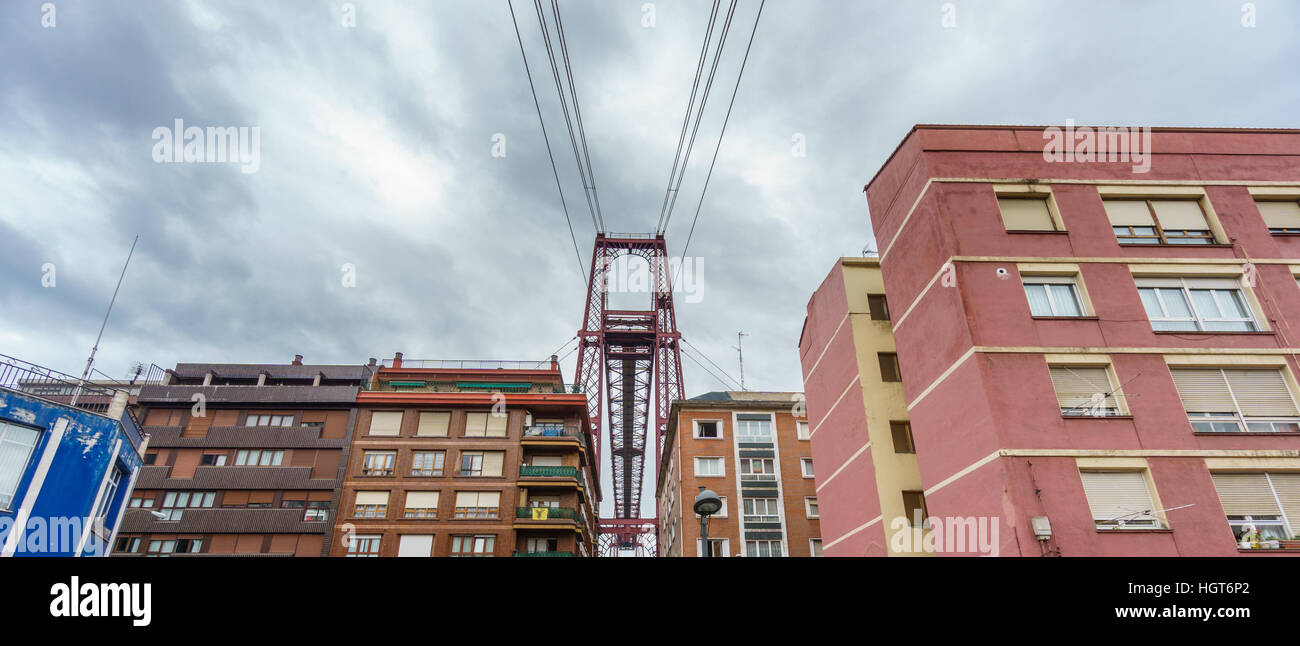 Top of suspension bridge over buildings Stock Photo - Alamy