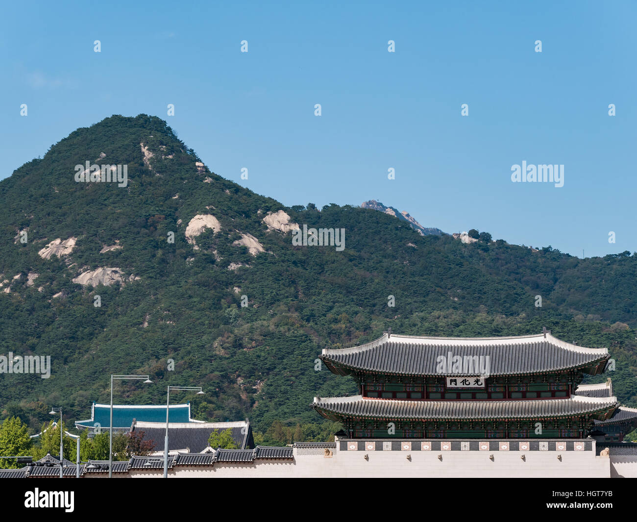 Bugaksan Mountain and Gwanghwamun Gate in Seoul, Korea Stock Photo - Alamy