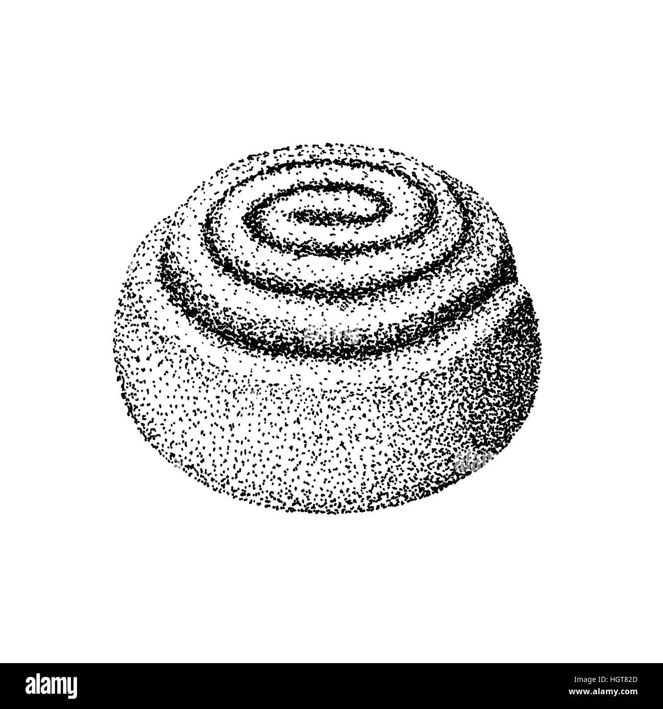 Cinnamon swirl illustration old lithography style hand drawn Stock ...