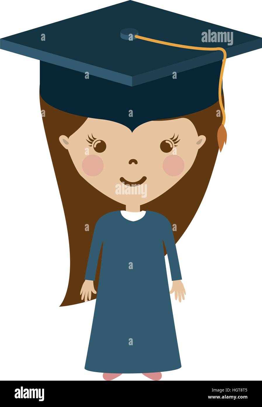 Girl with graduation cap icon. University education and school theme ...