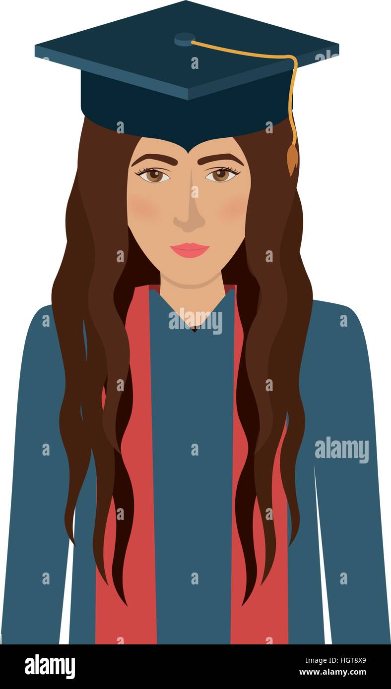 Girl with graduation cap icon. University education and school theme ...